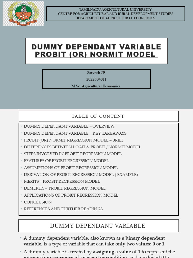 Probit Model | PDF | Logistic Regression | Multicollinearity