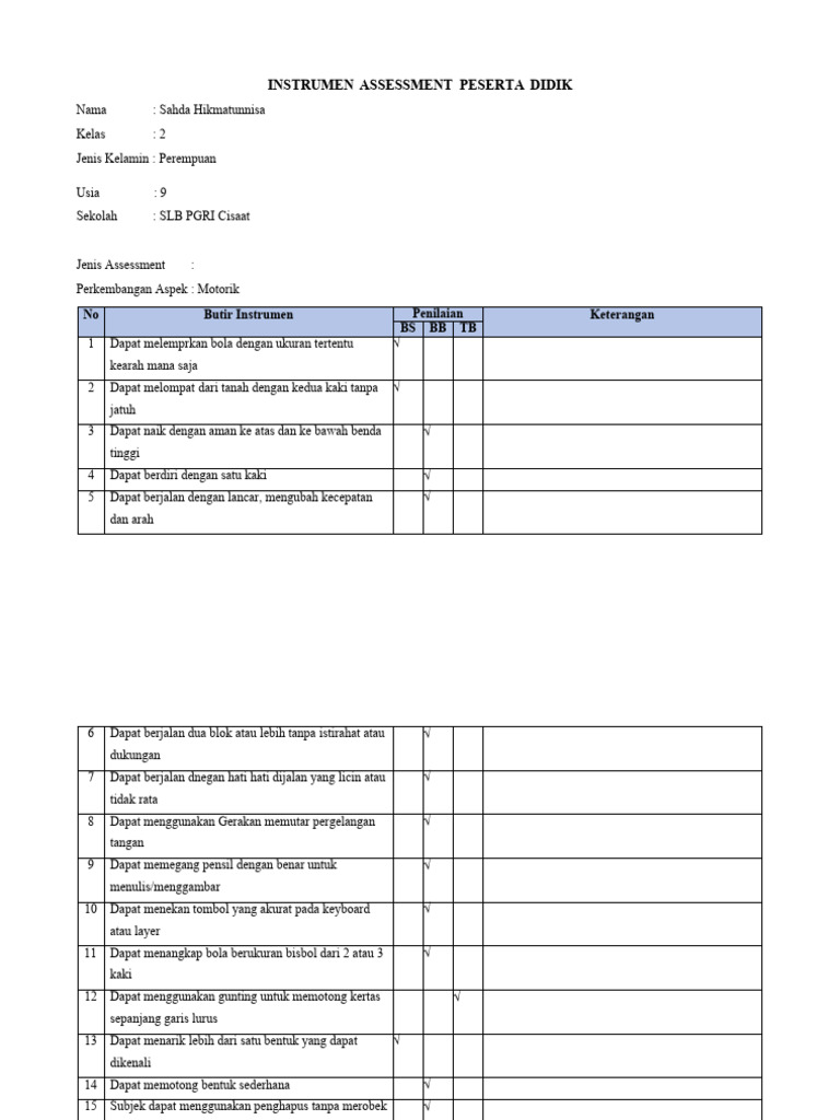 Instrumen Assessment Peserta Didik | PDF