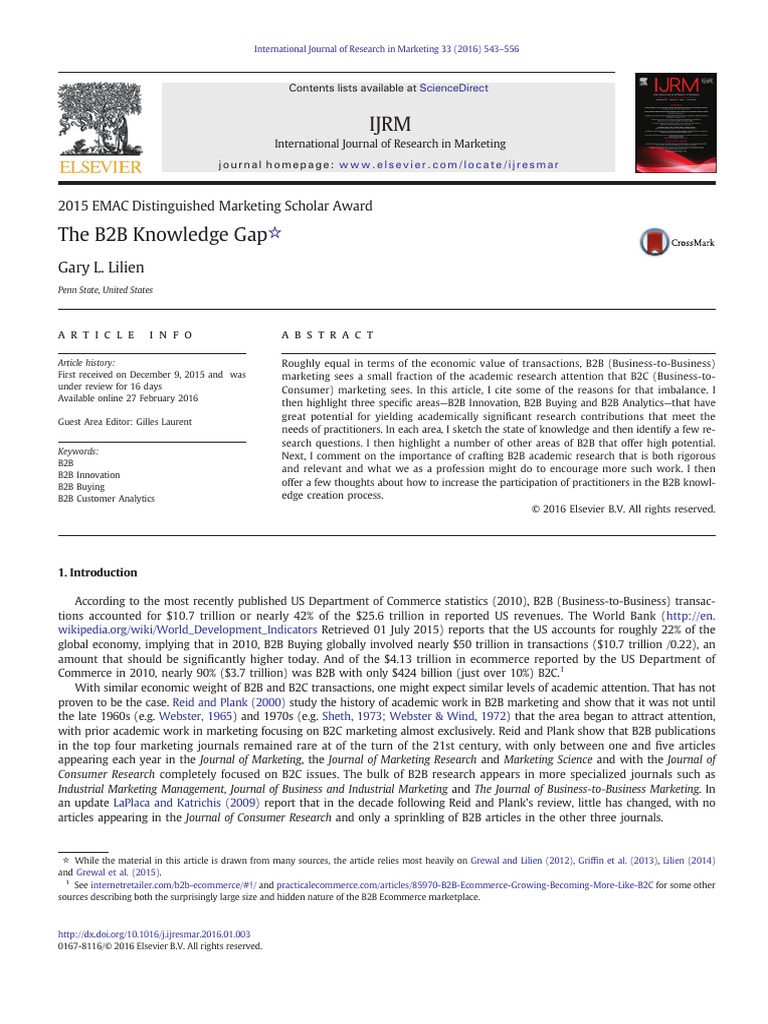 1 B2B Knowledge Gap | PDF | Marketing | Sales