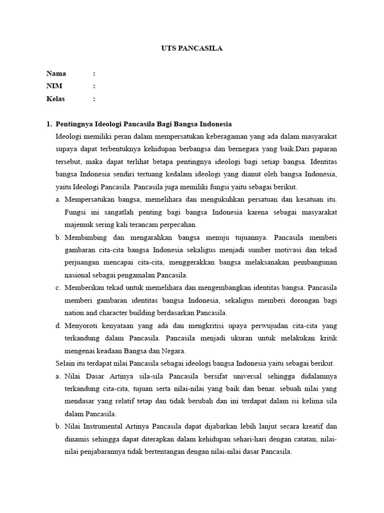 Uts Pancasila | PDF