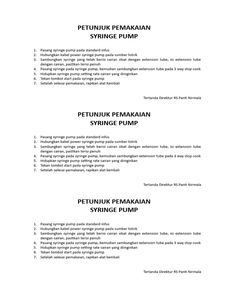 Panduan Penggunaan Syringe Pump | PDF | Pengembangan Diri
