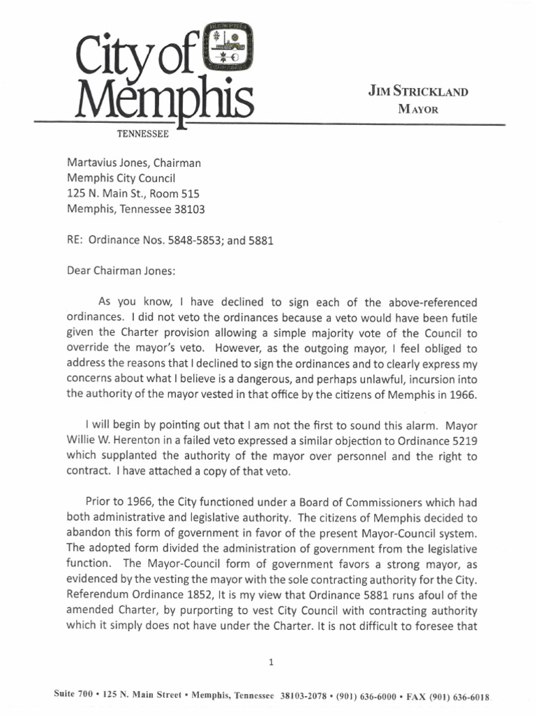 Letter To Council Members Ordinace No. 5848-5853 and 5881 | PDF