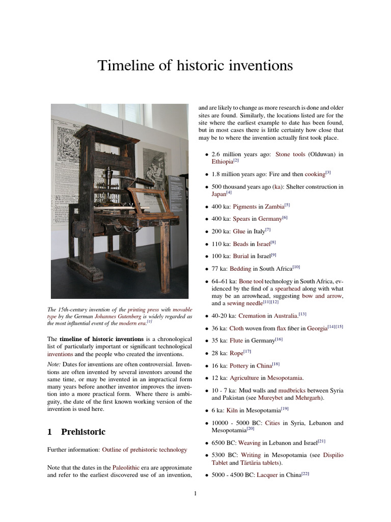 Timeline of Historic Inventions | PDF
