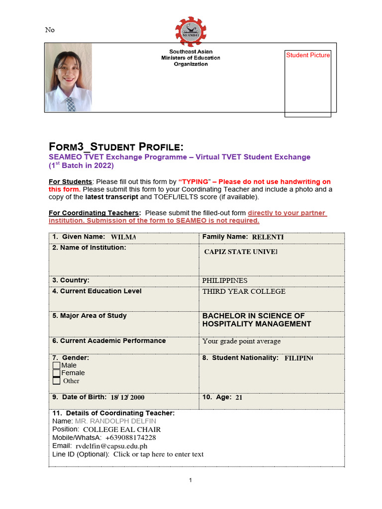 Form3 Student Profile - 1 | PDF | Computing | Information Technology