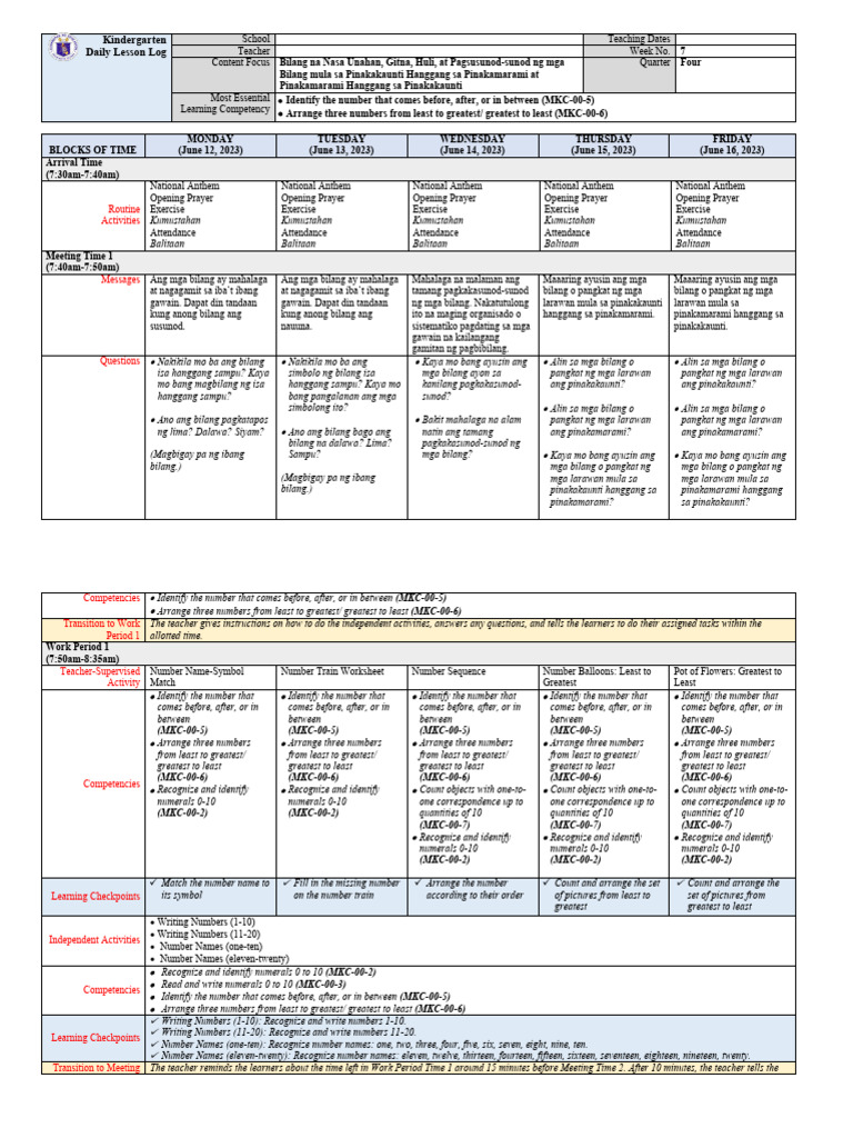 Kindergarten-DLL-MELC-Q4-Week 7 | PDF