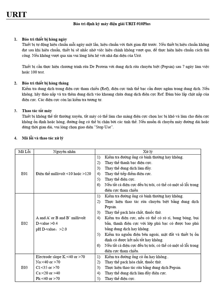 URIT-910Plus MÃ L I | PDF