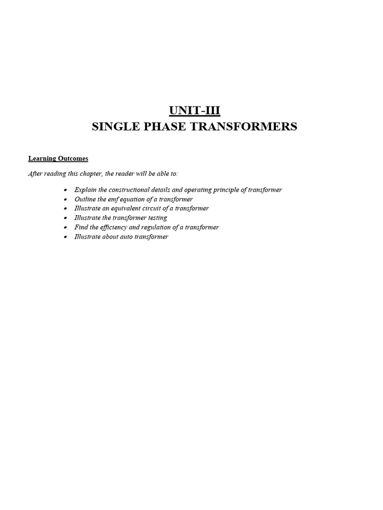 Bee Unit Iii Pdf Transformer Materials Science