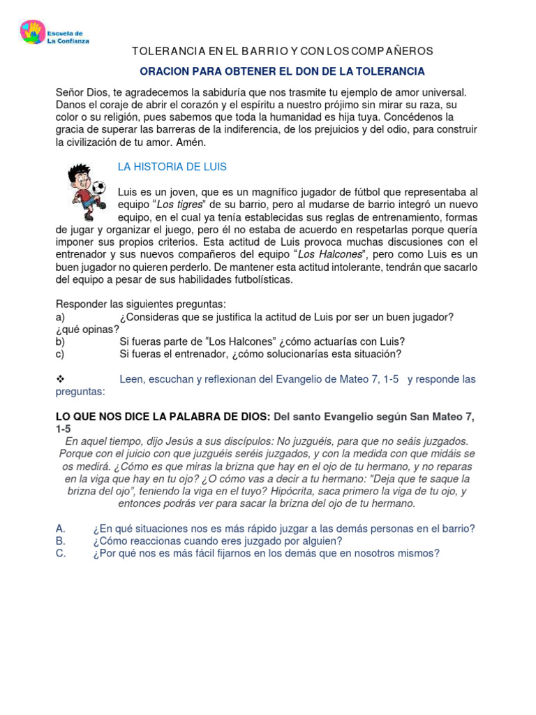 Sesión 5 - Tolerancia en El Barrio | PDF | Tolerancia | Amor