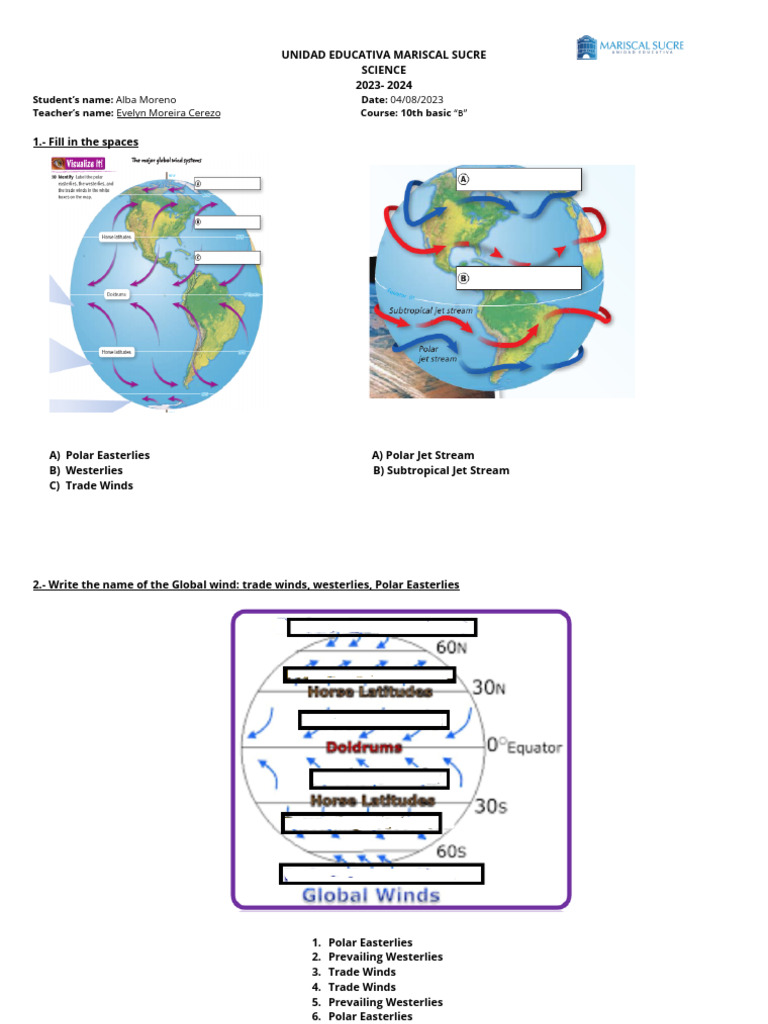 Winds Worksheet - Alba Moreno | PDF