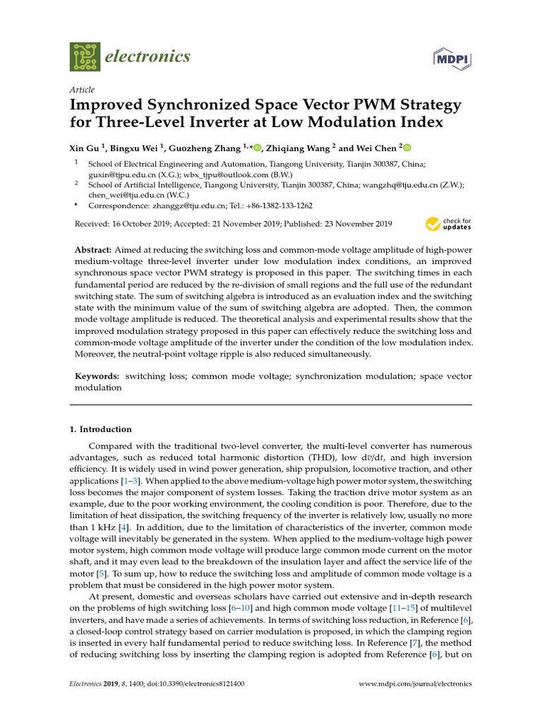 Improved Synchronized Space Vector Pwm Strategy For Three Level Inverter At Low Modulation Index