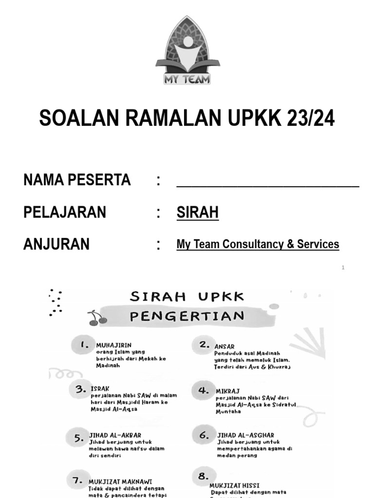 Soalan Ramalan Sirah Upkk 2023 | PDF