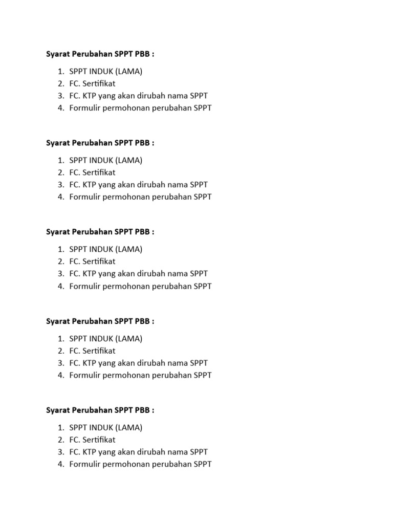 Syarat Perubahan SPPT PBB | PDF