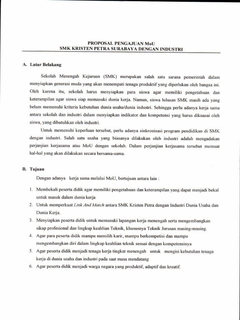 Proposal Pengajuan MOU | PDF