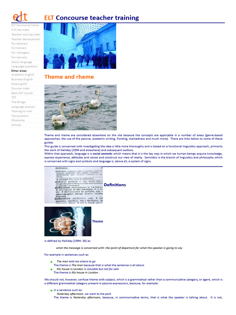 ELT Concourse - Theme and Rheme | PDF | Language Arts & Discipline