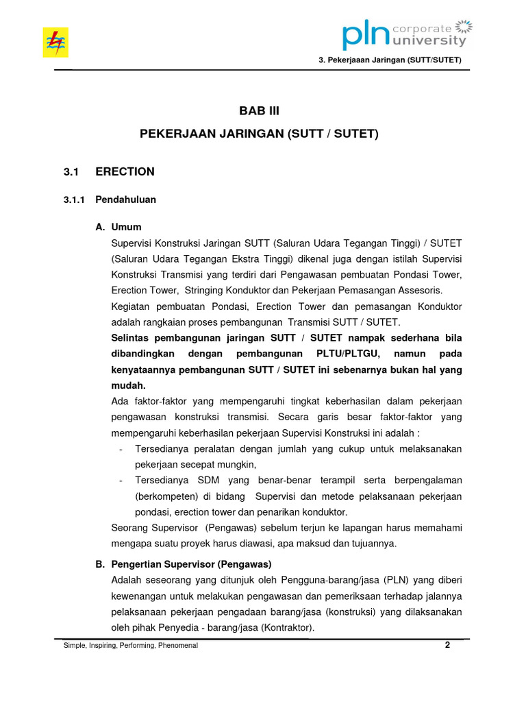 Supervisi Jaringan Transmisi - Erection | PDF