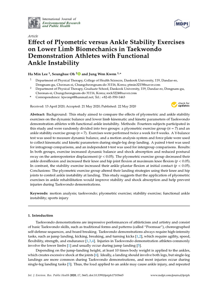 Ffect of Plyometric Versus Ankle Stability Exercises | PDF | Balance ...