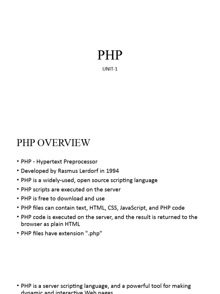 PHP Unit I Full | PDF