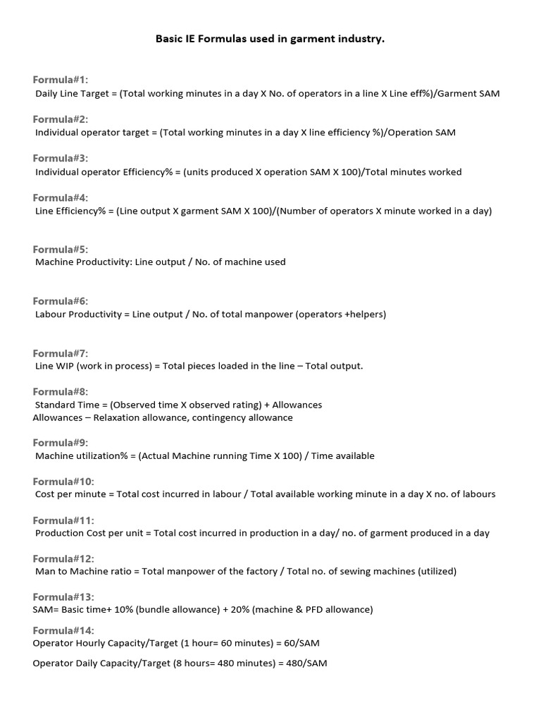 Basic Ie Formulas Pdf