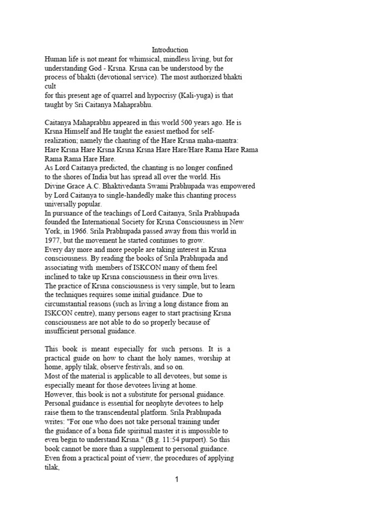 Begginersx27 Guide To Krishna Consciousness | PDF