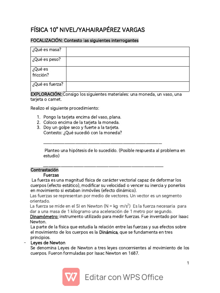 Leyes de Newton y Fuerzas en Física | PDF | Interacción fundamental ...