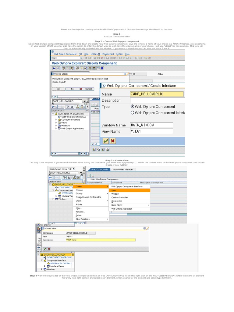 Create A Simple Abap Webdynpro Displaying Helloworld Pdf Computer Engineering System Software