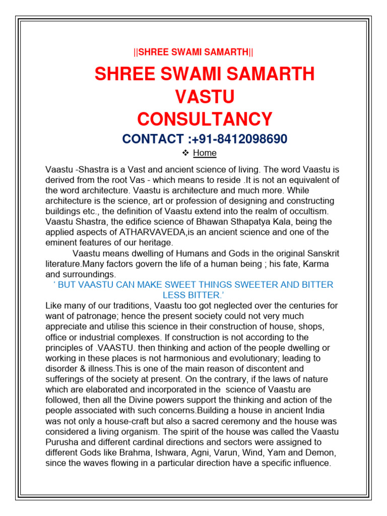 Shree Swami Samarth Vastu Consultancy | PDF