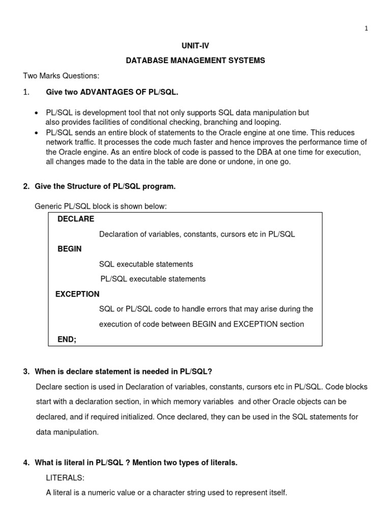 Unit4 QB Ans | PDF | Pl/Sql | Database Transaction