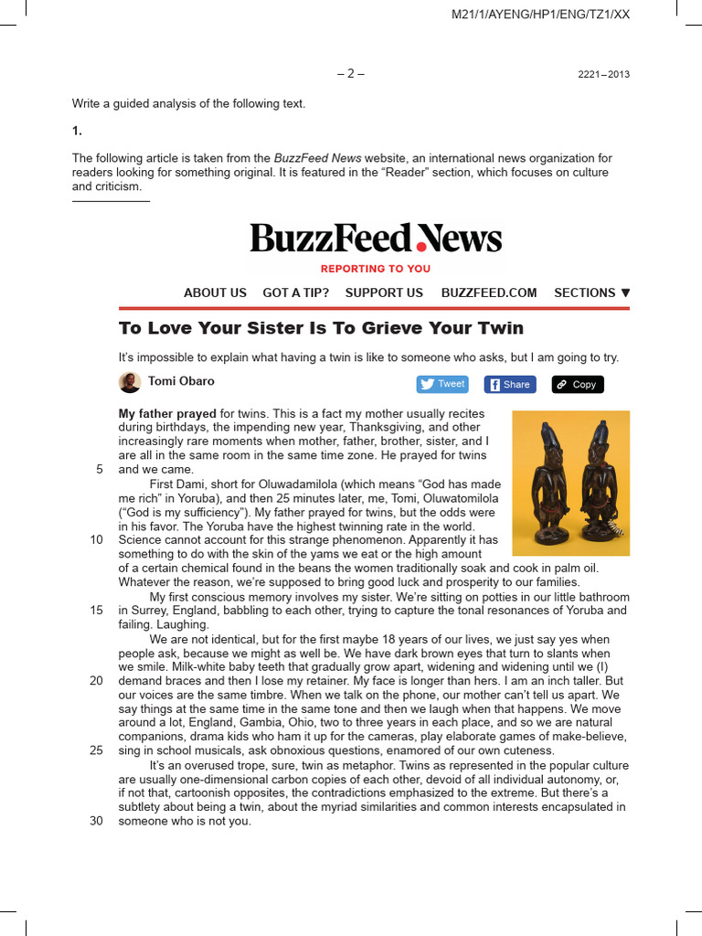 Paper 1 English A Sample | PDF