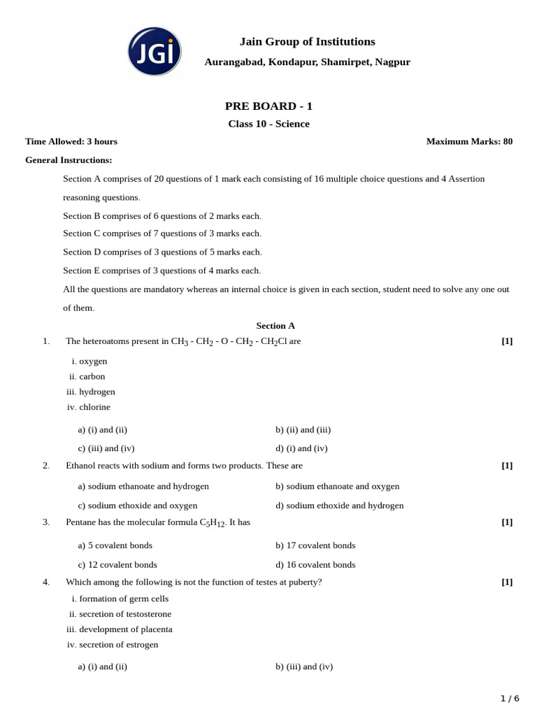 Science PB1 QP | PDF | Chemical Compounds | Acetic Acid