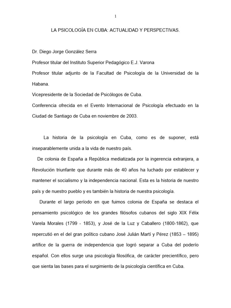 Tema 6. Encuentro 11. La Psic - en Cuba | PDF