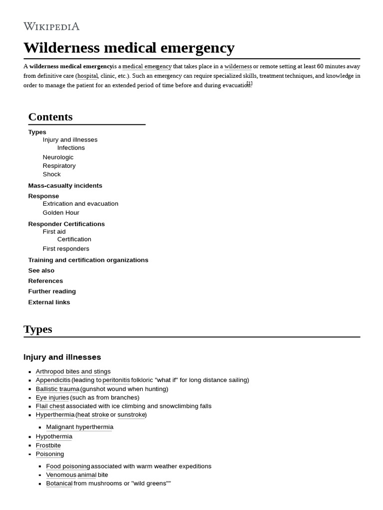 Wilderness Medical Emergency Guide | PDF | Self-Improvement | Science ...