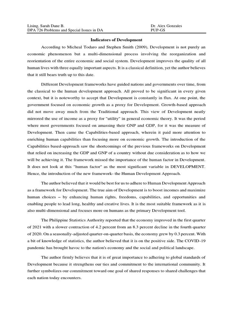 Indicators of Development | Download Free PDF | Gross Domestic Product ...