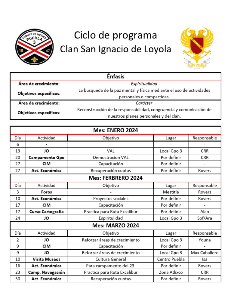 Ciclo de Programa CLAN ENE-MAR 2024 | PDF