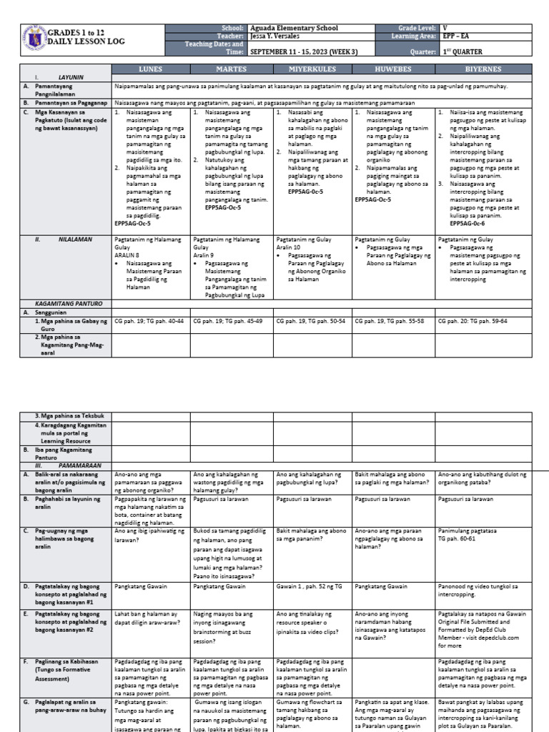 DLL - Epp 5 - Q1 - W3 | PDF