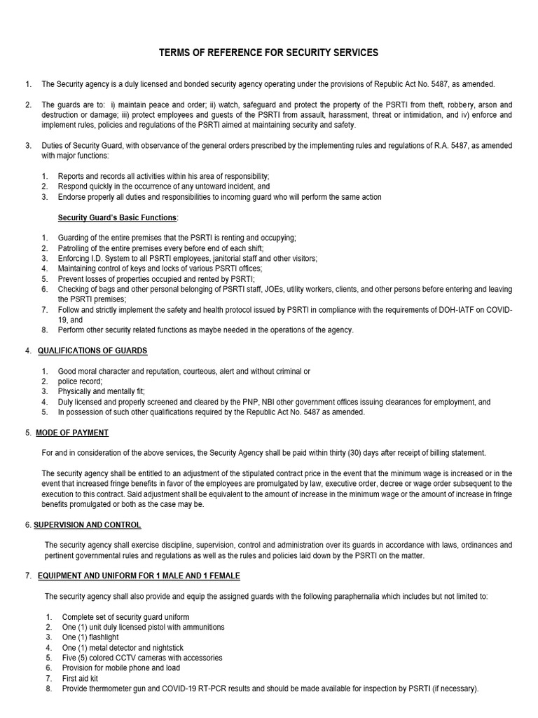 2021-TOR Security-Services 10272020 | PDF