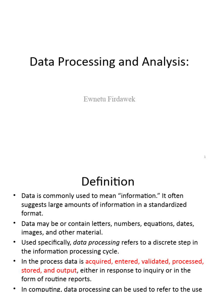 Data Processing and Anaysis | PDF