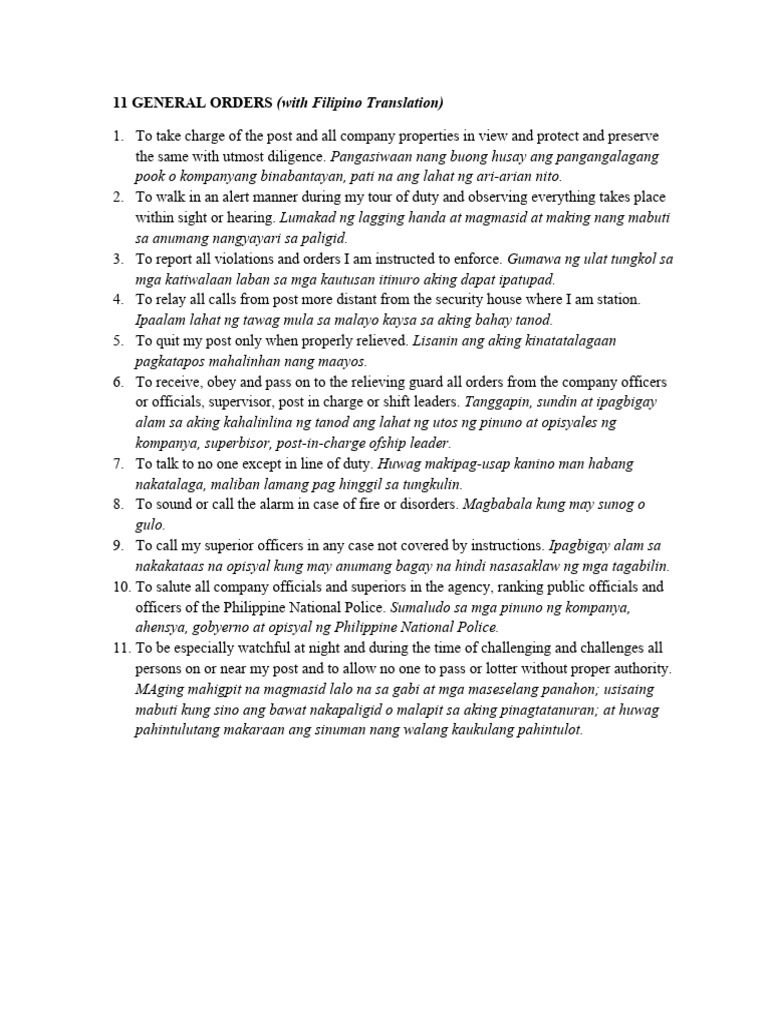 11 General Orders | PDF | Justice | Crime & Violence
