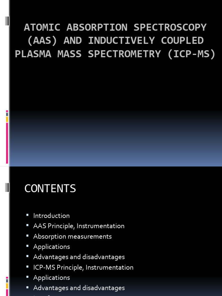 Atomic Absorption Spectroscopy (Aas) and Inductively Coupled Plasma ...