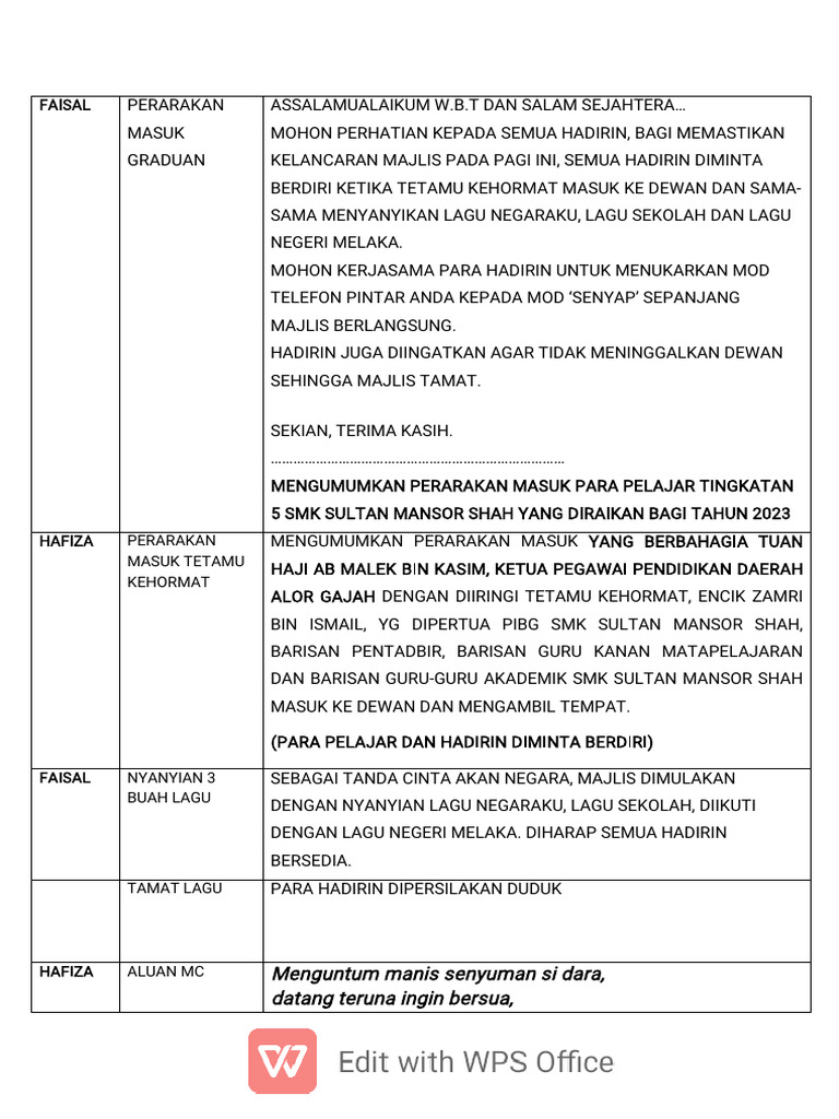 Skrip Majlis Apresiasi | PDF