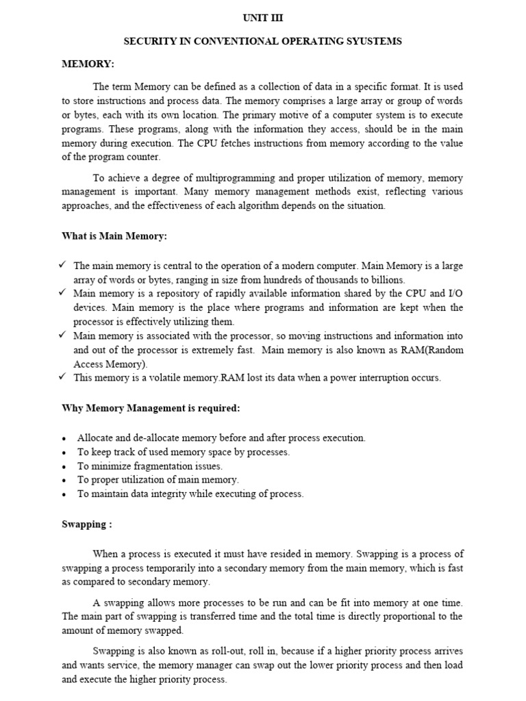 UNIT III Security in Computing | PDF | Computer Data Storage | Security