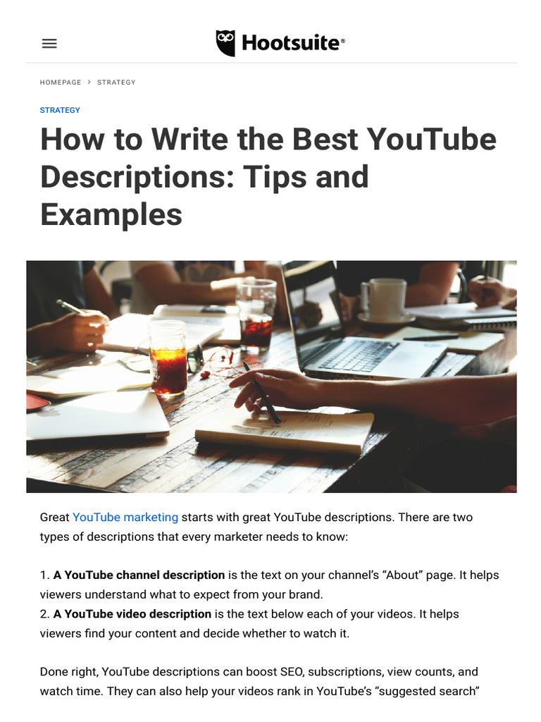 How To Write The Best YouTube Descriptions - Tips and Examples | PDF ...