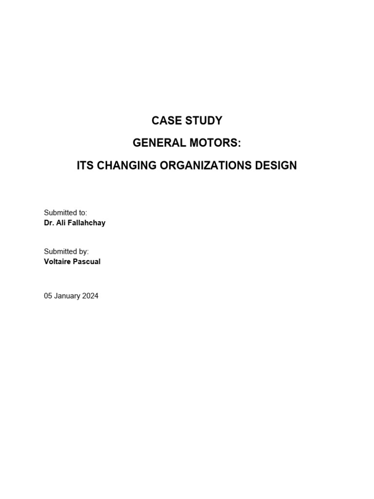 Case Study - General Motors | Download Free PDF | General Motors | Car