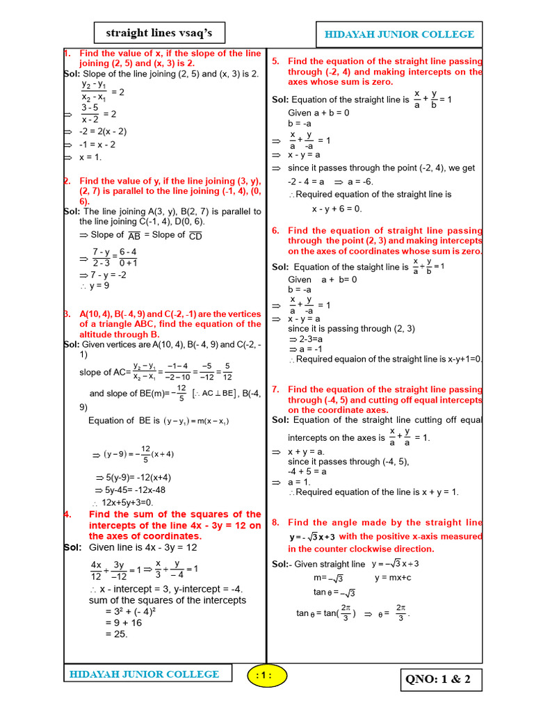 MATHEMATICS 1B VSAQ'S | PDF