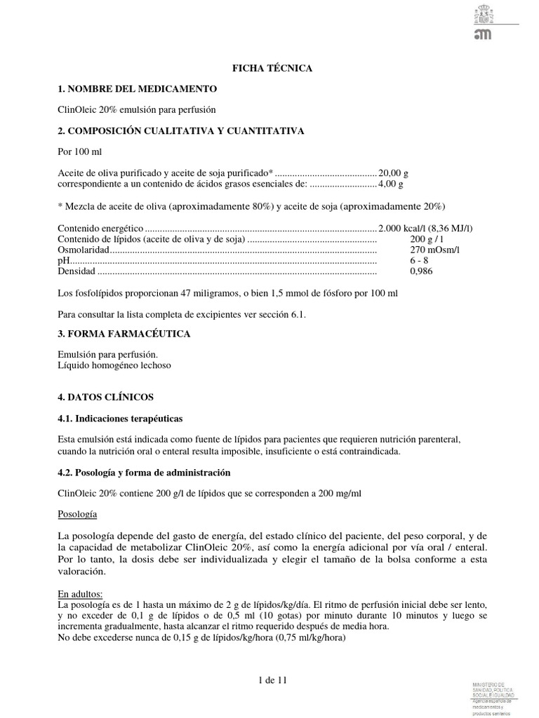 ClinOleic Emulsión para Perfusión | PDF