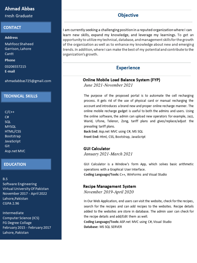 Ahmad Abbas Resume | PDF