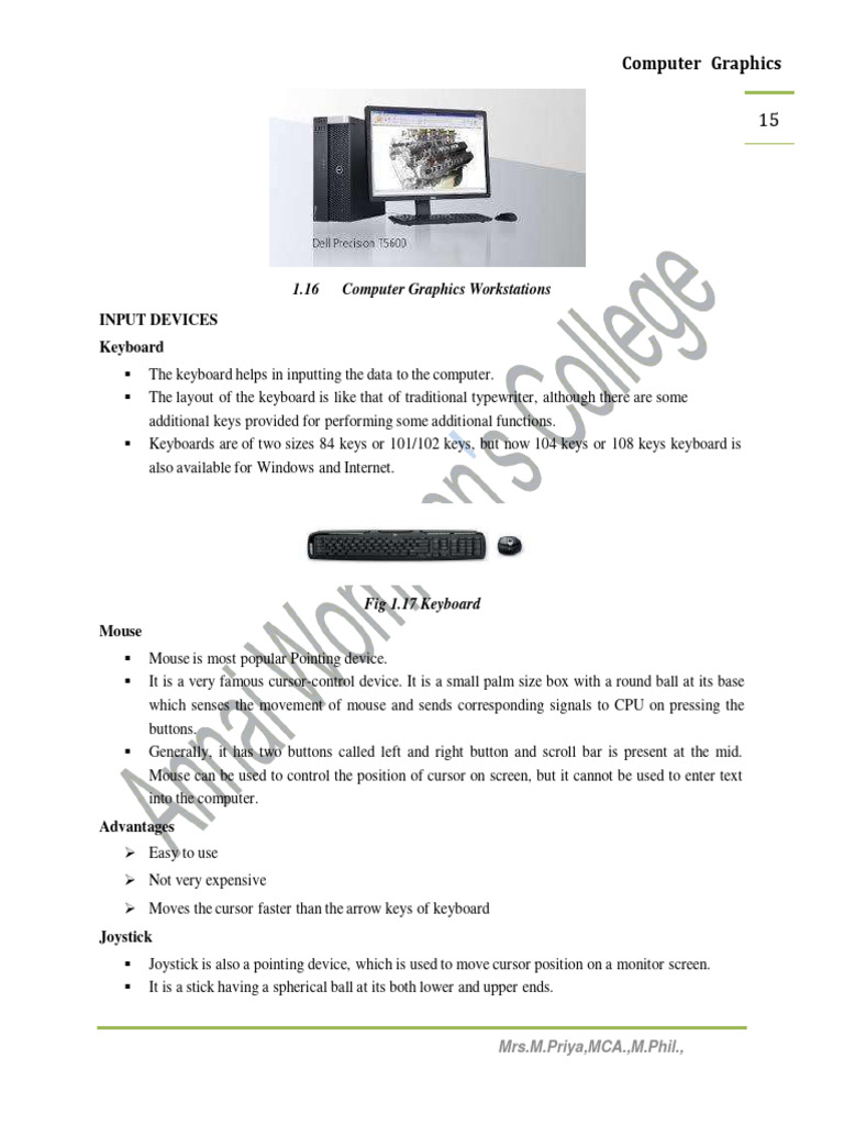 Computer Graphics Input Devices | PDF