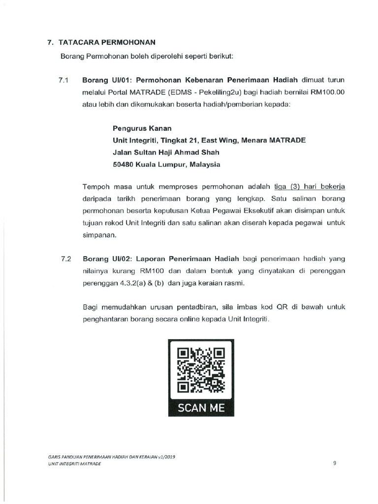 Pekeliling Dalaman Garis Panduan Penerimaan Hadiah Dan Keraian-2 | PDF