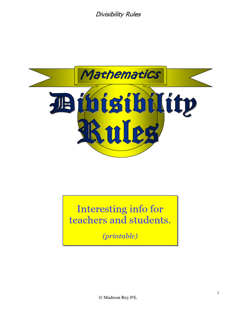 At Divisibility Rules 11 | PDF