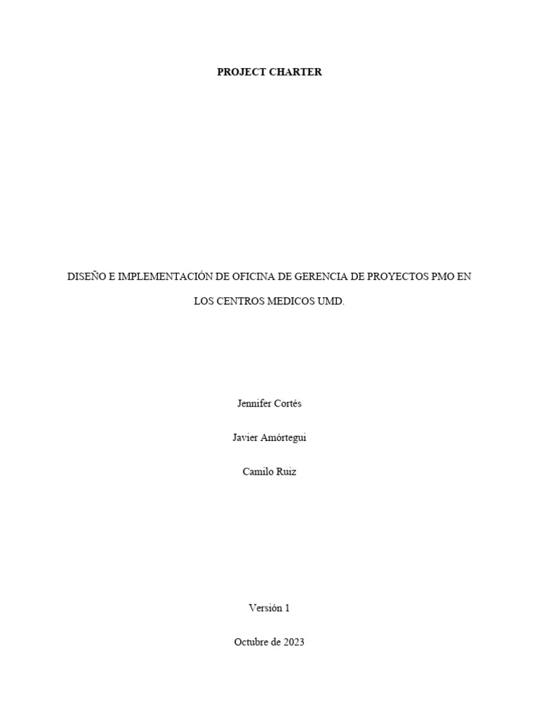 PROJECT CHARTER Jennifer Javier Camilo | PDF