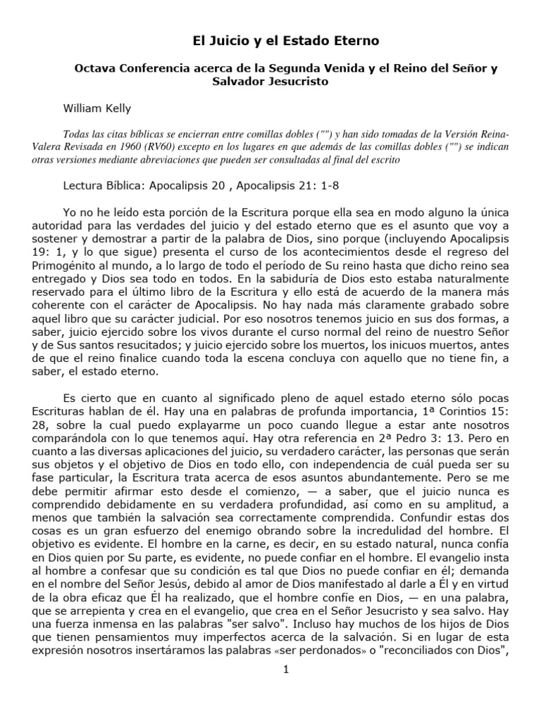 Juicio y Estado Eterno en Apocalipsis | PDF